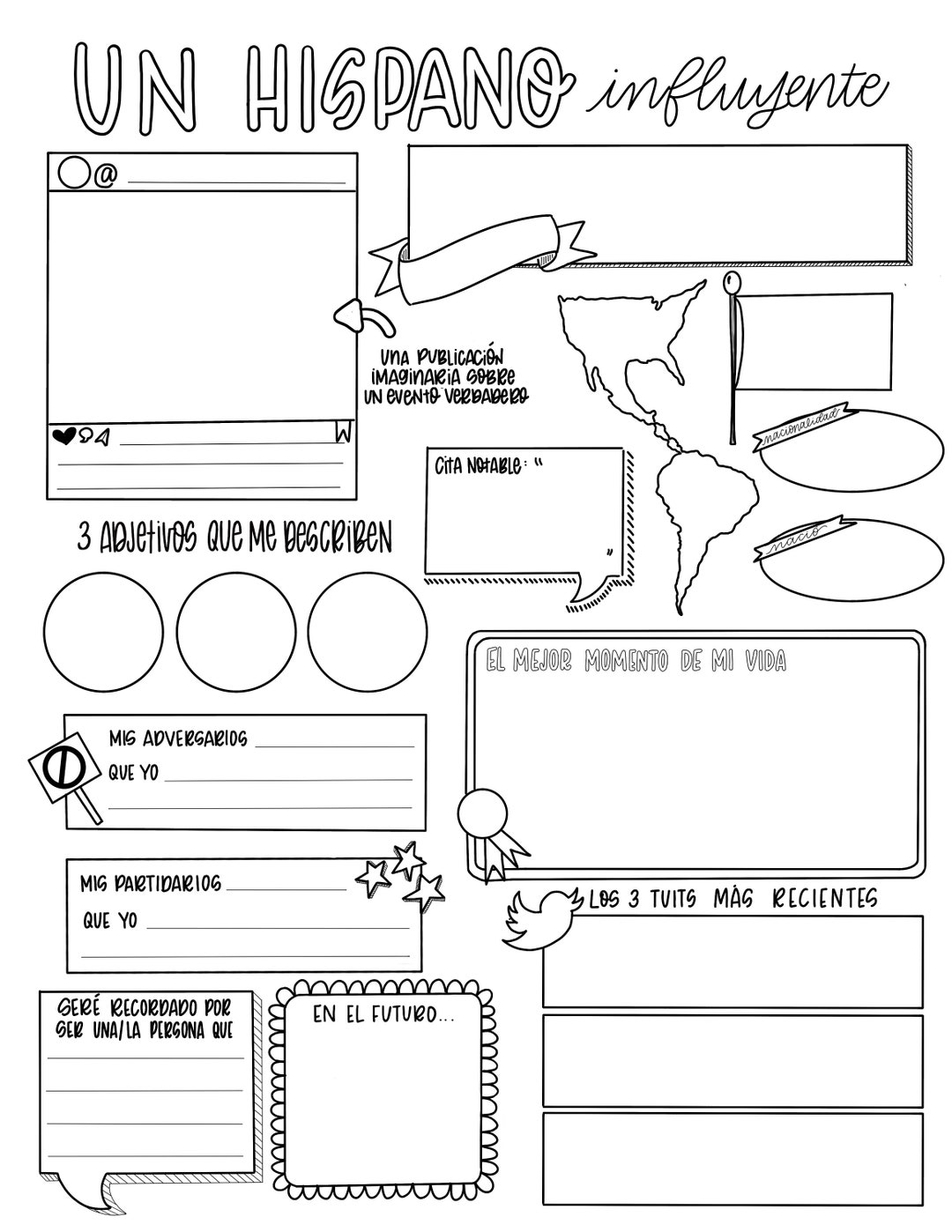 HHM Printable, Influential Hispanic Printable, Spanish Class HHM ...