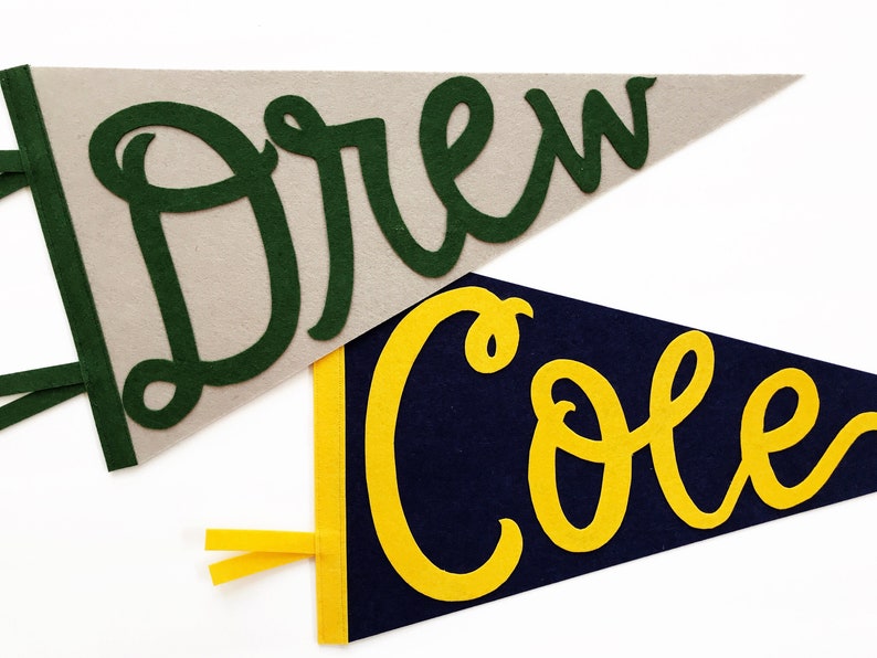 Custom Felt Pennant Personalized Name Pennant Modern - Etsy