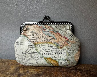 Vintage Map Coin Purse - Etsy
