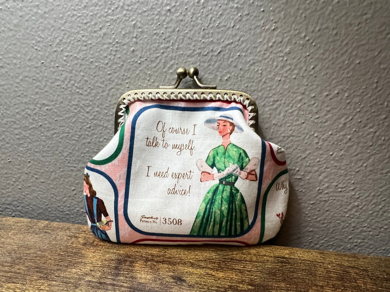 Vintage Ladies Print Coin Purse | Etsy