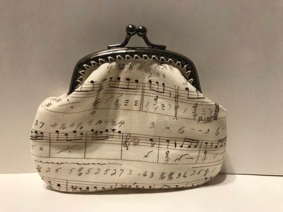 Music notes Coin purse with kiss clasp | Etsy