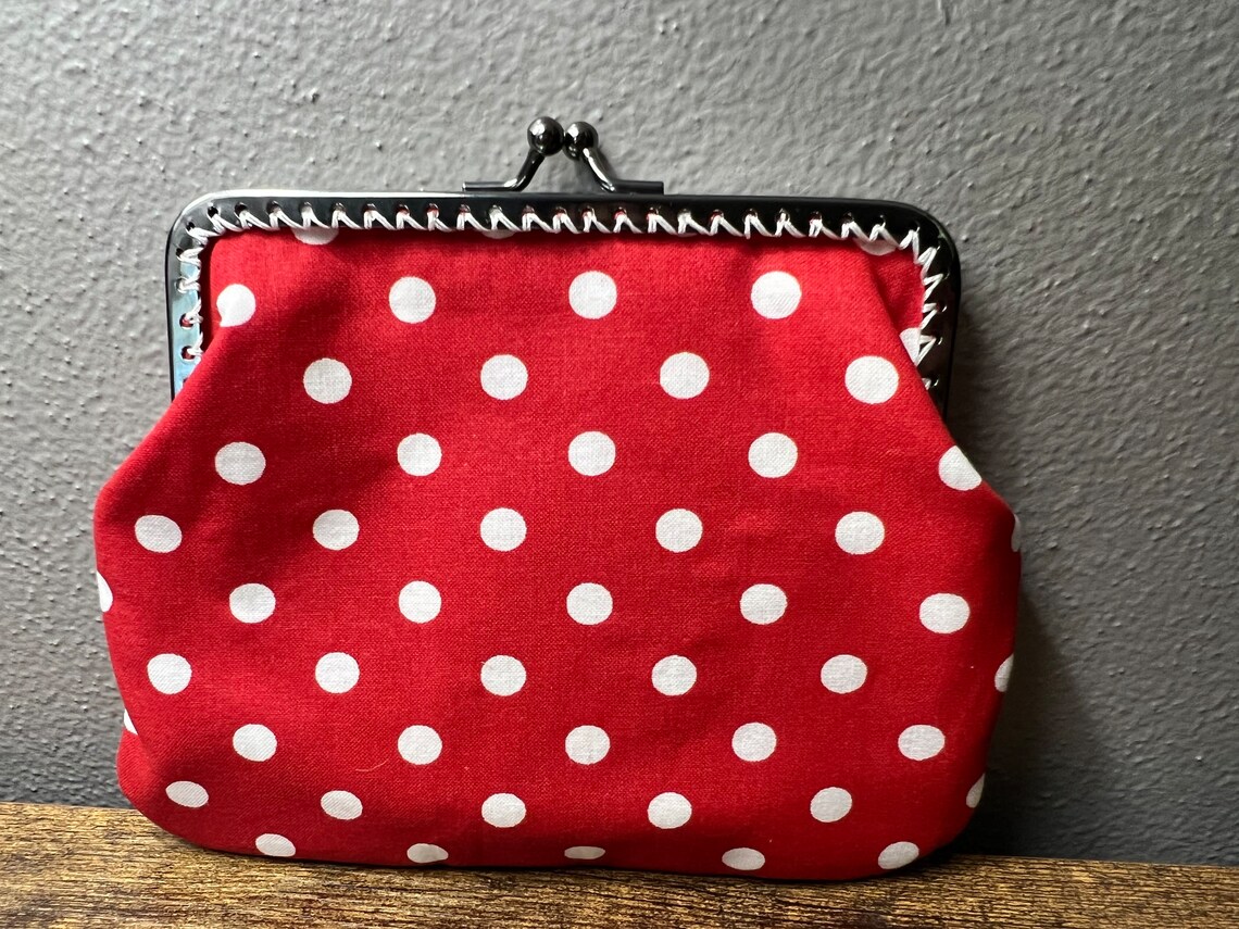 Large Red and Ivory Polka Dot Coin Purse - Etsy
