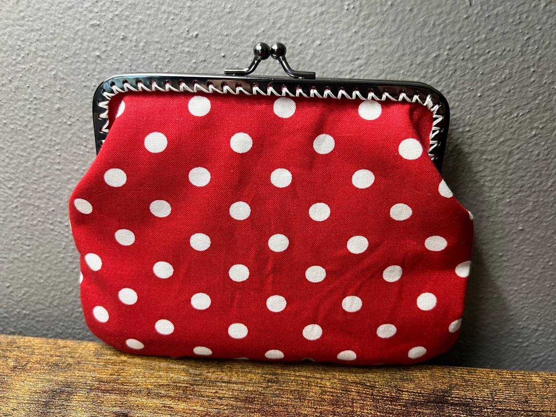 Large Red and Ivory Polka Dot Coin Purse - Etsy