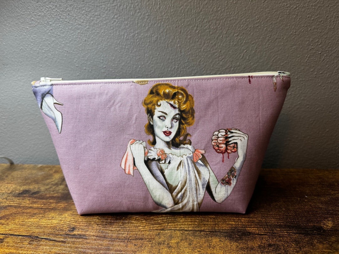 Zombie Pinup Girl on Purple Zipper Clutch - Etsy