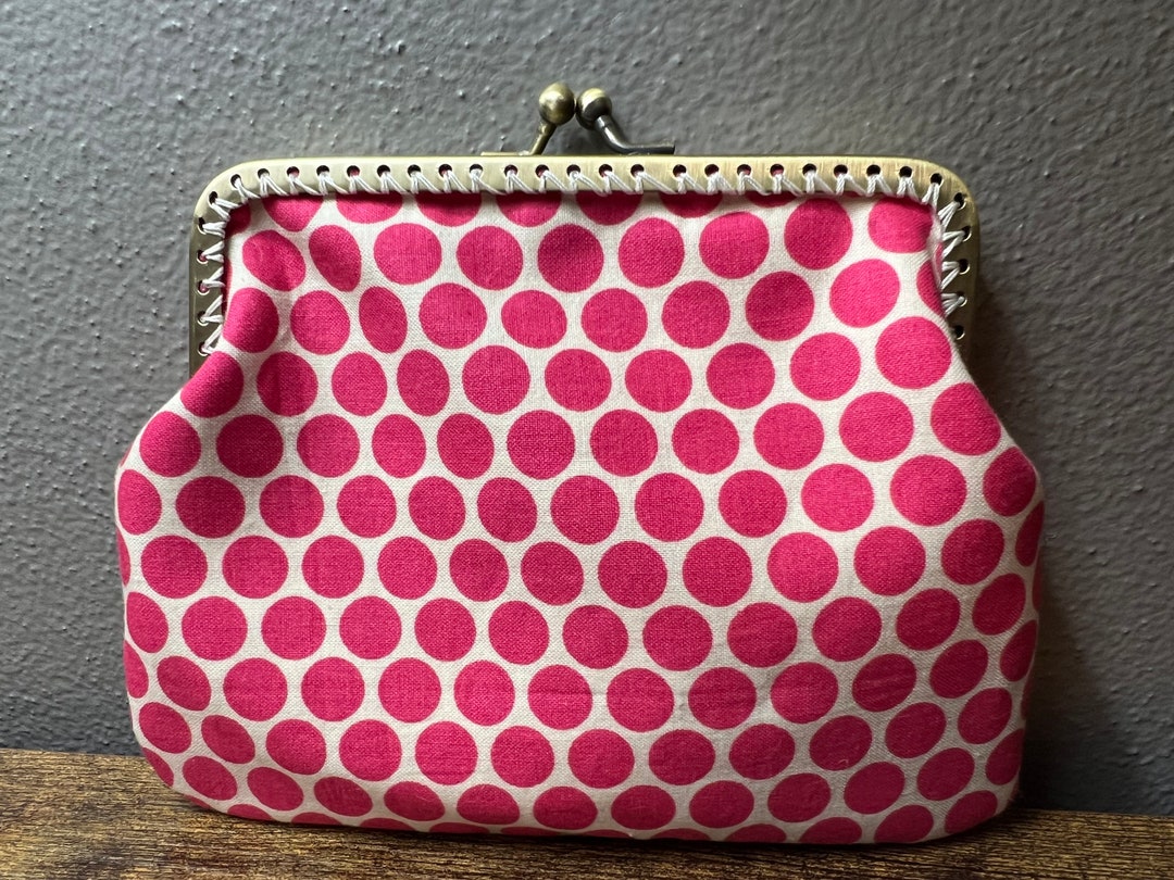 Large Hot Pink Polka Dot Coin Purse - Etsy