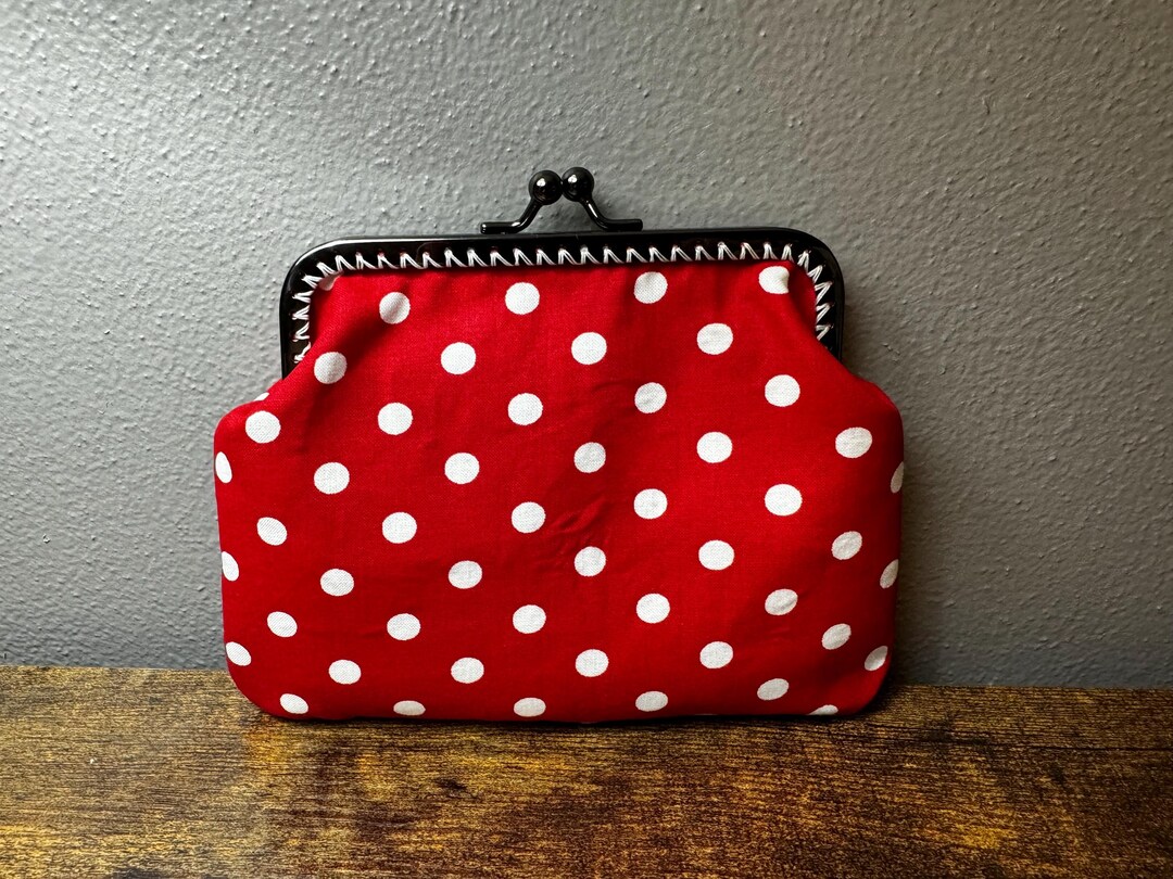Large Red and Ivory Polka Dot Coin Purse - Etsy