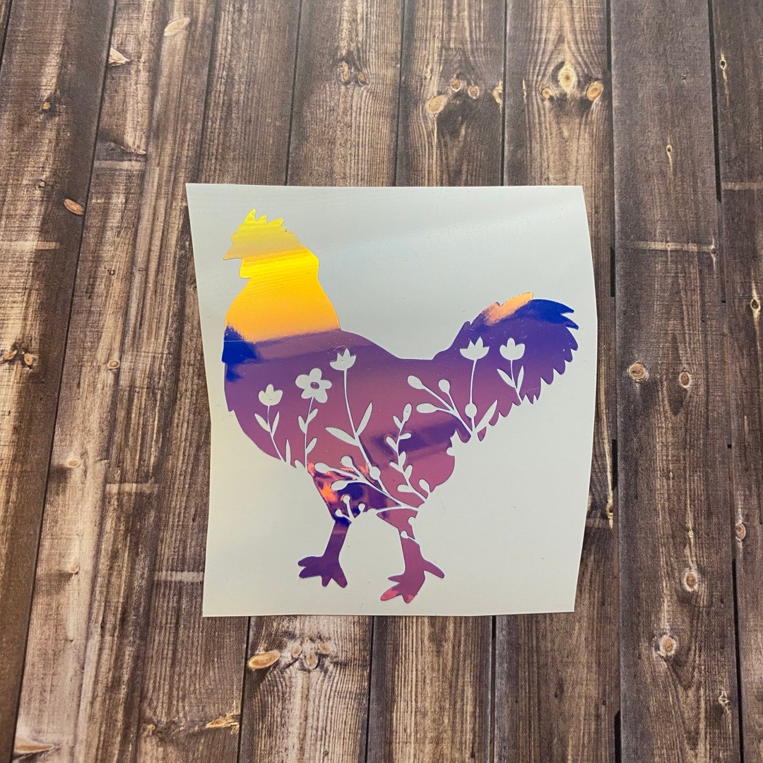 Floral Chicken Vinyl Decal Car Laptop Wine Glass Sticker - Etsy