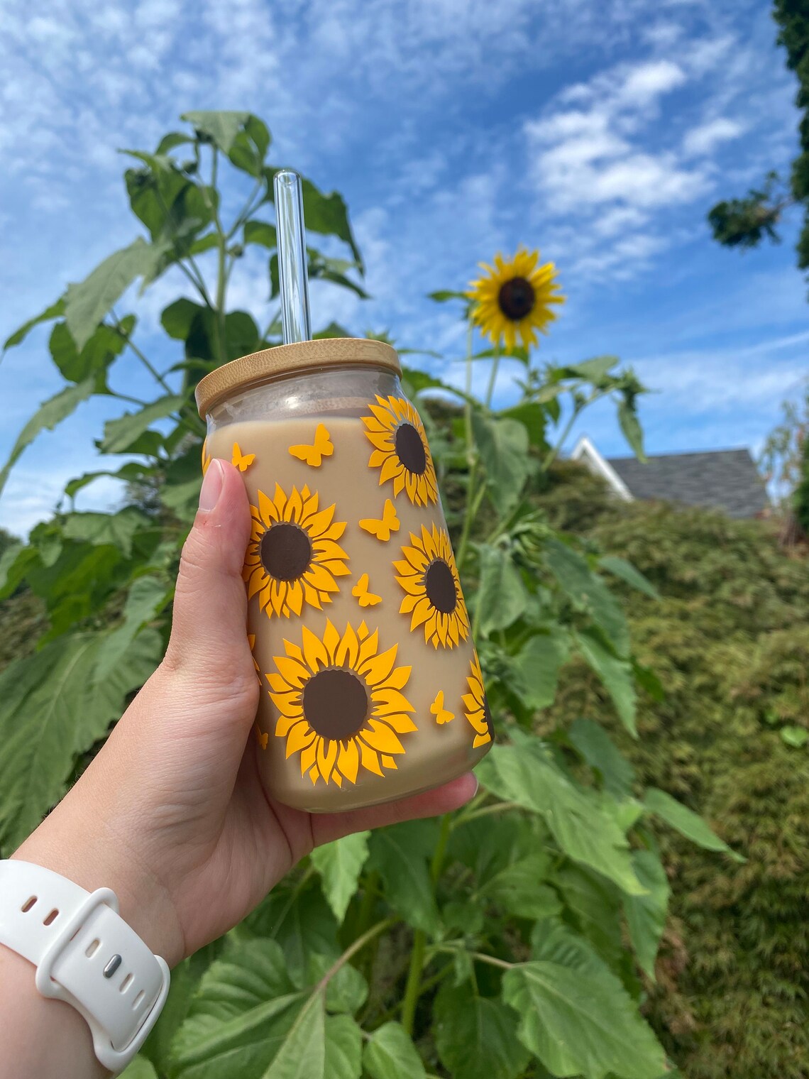 Sunflower Cup 16oz Glass Cup Sunflower Glass Beer Glass - Etsy