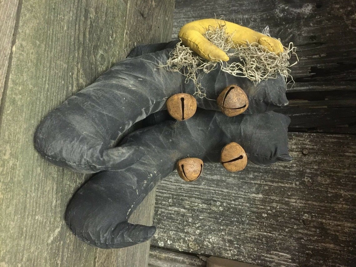 Primitive Hand Crafted Witch Boots Shoes Halloween Decoration 100% Hand ...