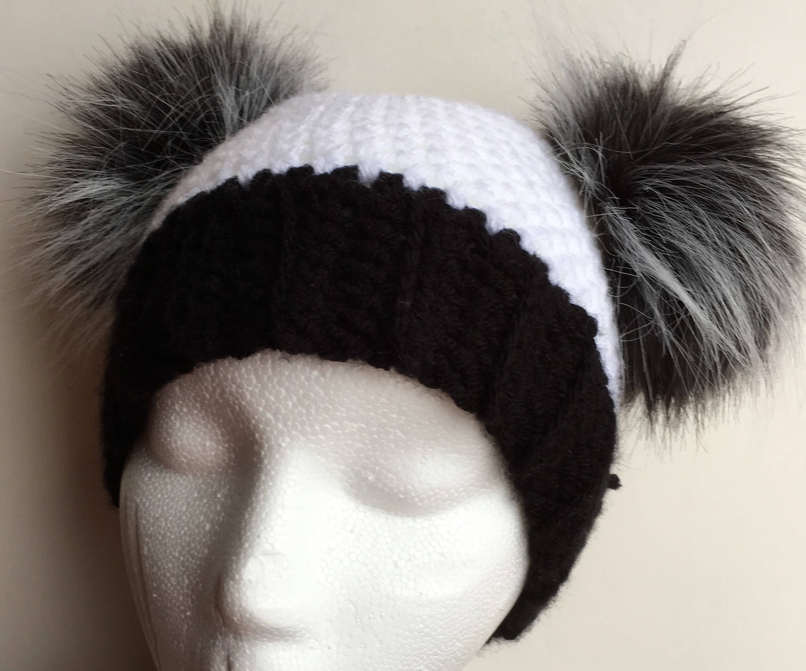 Faux Fur Pom Pom Hat, Panda Bear Hat, Panda Costume, Cosplay Hats Faux ...