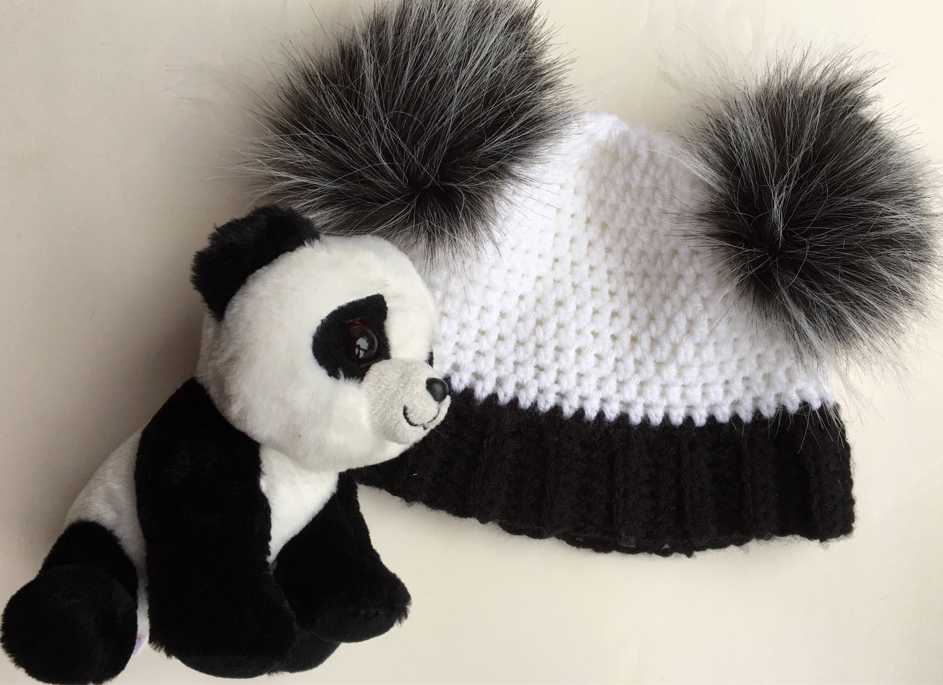 Faux Fur Pom Pom Hat, Panda Bear Hat, Panda Costume, Cosplay Hats Faux ...