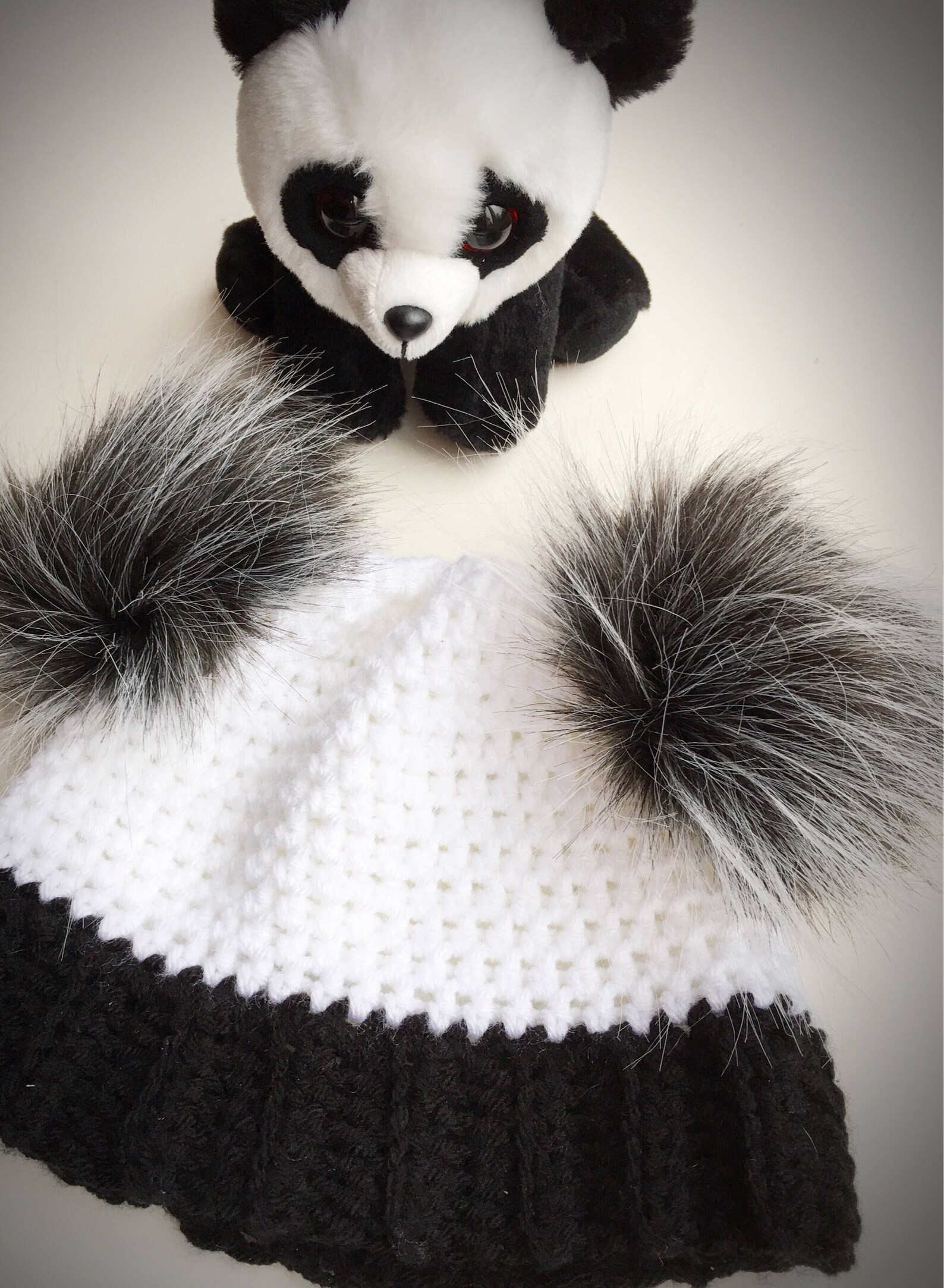 Faux Fur Pom Pom Hat, Panda Bear Hat, Panda Costume, Cosplay Hats Faux ...