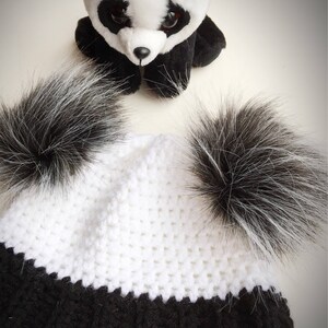 Faux Fur Pom Pom Hat, Panda Bear Hat, Panda Costume, Cosplay Hats Faux ...