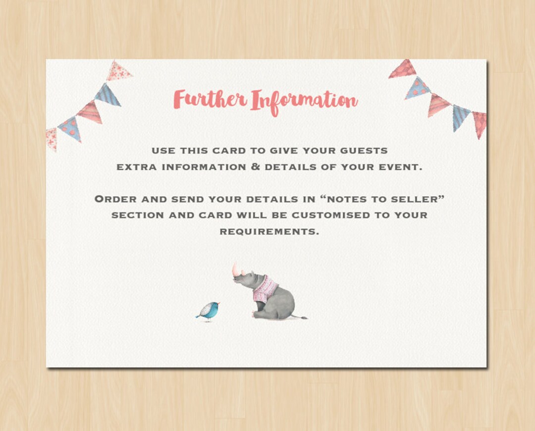 Printable Extra Information Card // 3.5x5 Card // Extra Info Card for ...