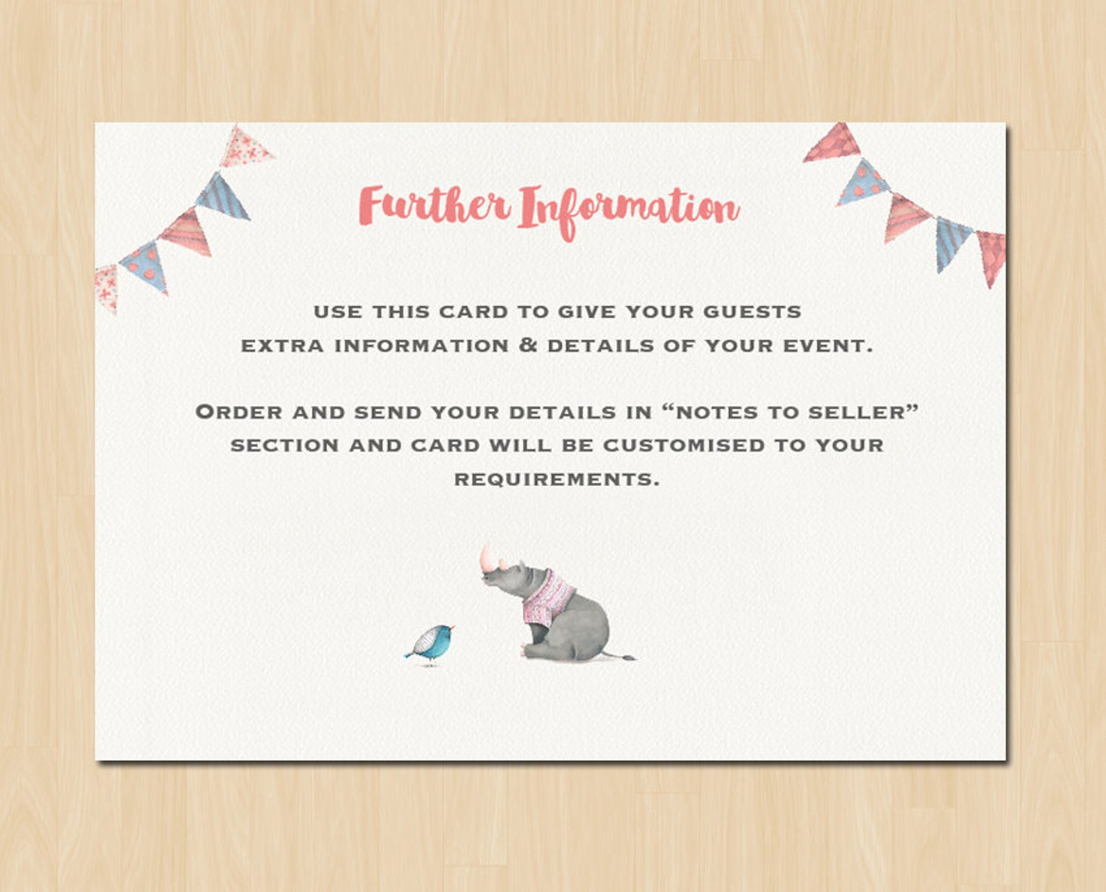 Printable Extra Information Card // 3.5x5 Card // - Etsy