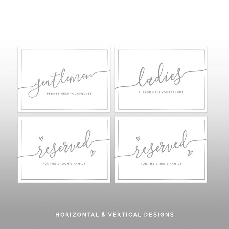 PRINTABLE Wedding Signs Bundle Set: SILVER 18 Signs Included | Etsy