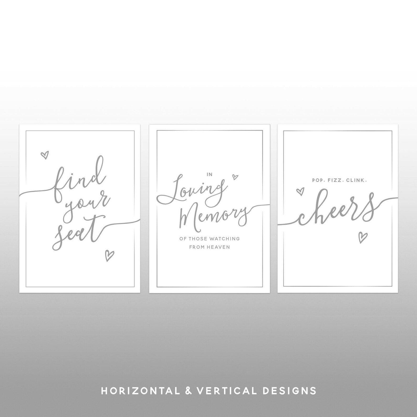 PRINTABLE Wedding Signs Bundle Set: SILVER, 18 Signs Included, 4x6" and ...
