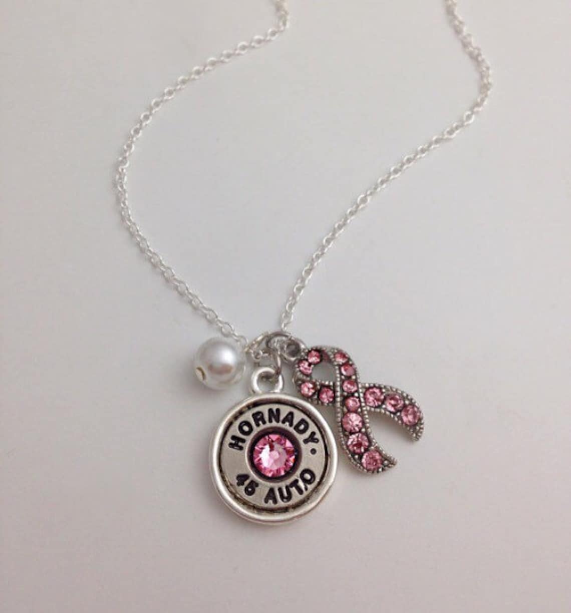 Pink Ribbon Necklace Pink Ribbon Earrings Pink Ribbon - Etsy