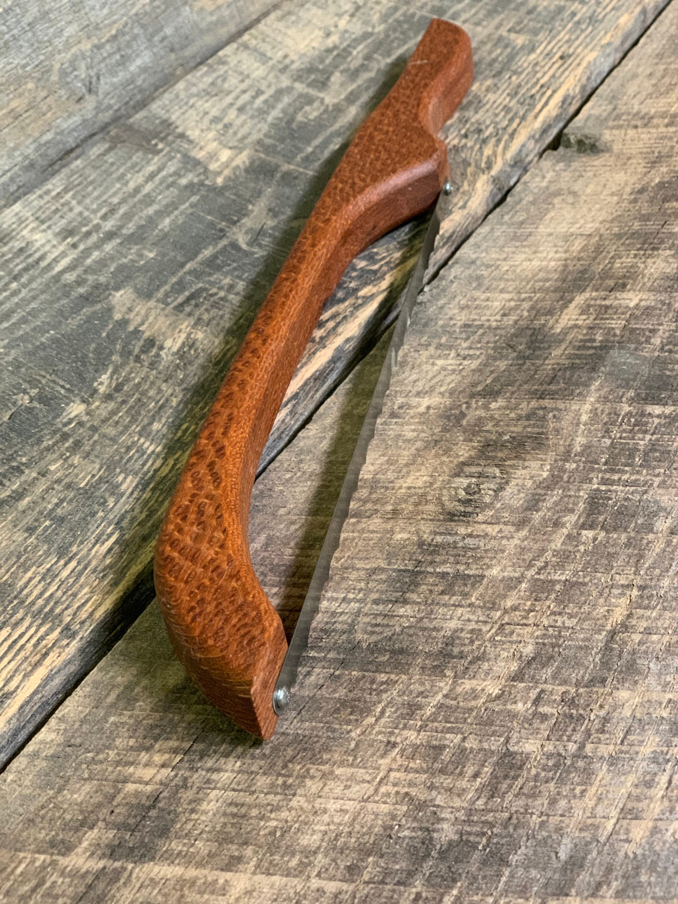 Leopard wood Bow Knife Bread knife Blade Cover Stainless | Etsy