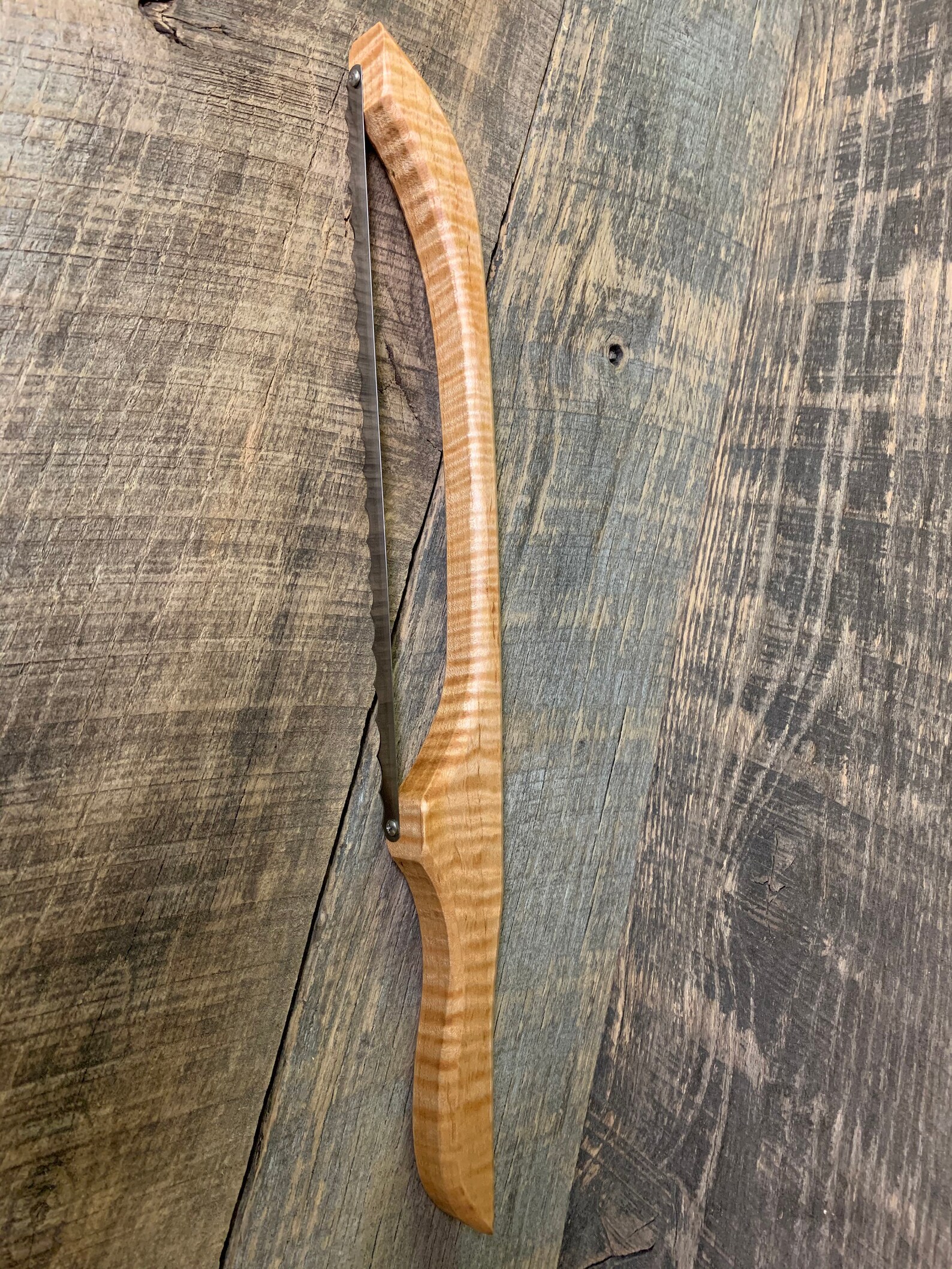 Curly Maple Bow Knife | Bread Knife | Blade Cover Stainless Steel Blade ...