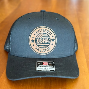 OSHA Violation Patch Hat | Black/black | Adjustable | Gift for Blue ...