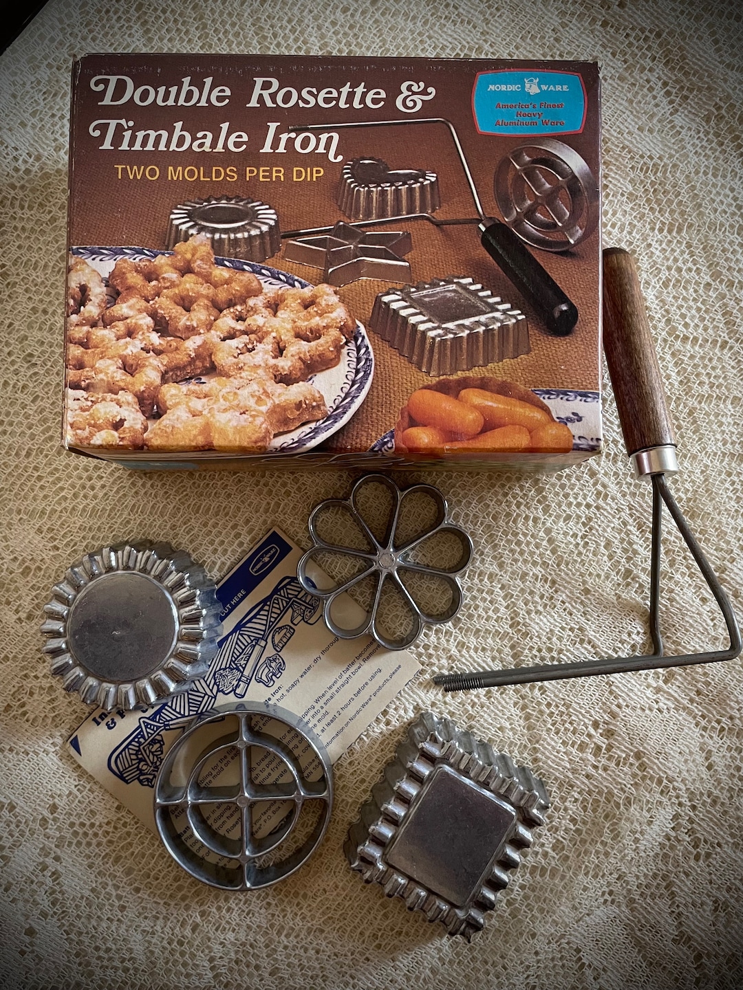 Nordic Cookie Iron - Swedish Rosette Flower Circle Square Mold Timble ...