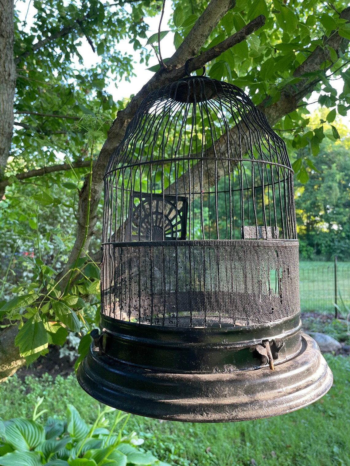 Black Round Bird Cage Primitive Black Wire Cage French - Etsy
