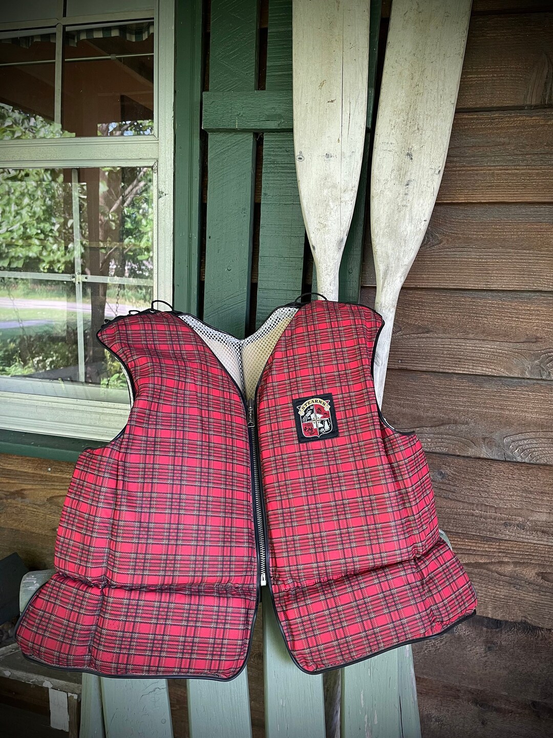 Stearns Life Jacket - Vintage Boathouse Decor - Classic Tartan Plaid ...