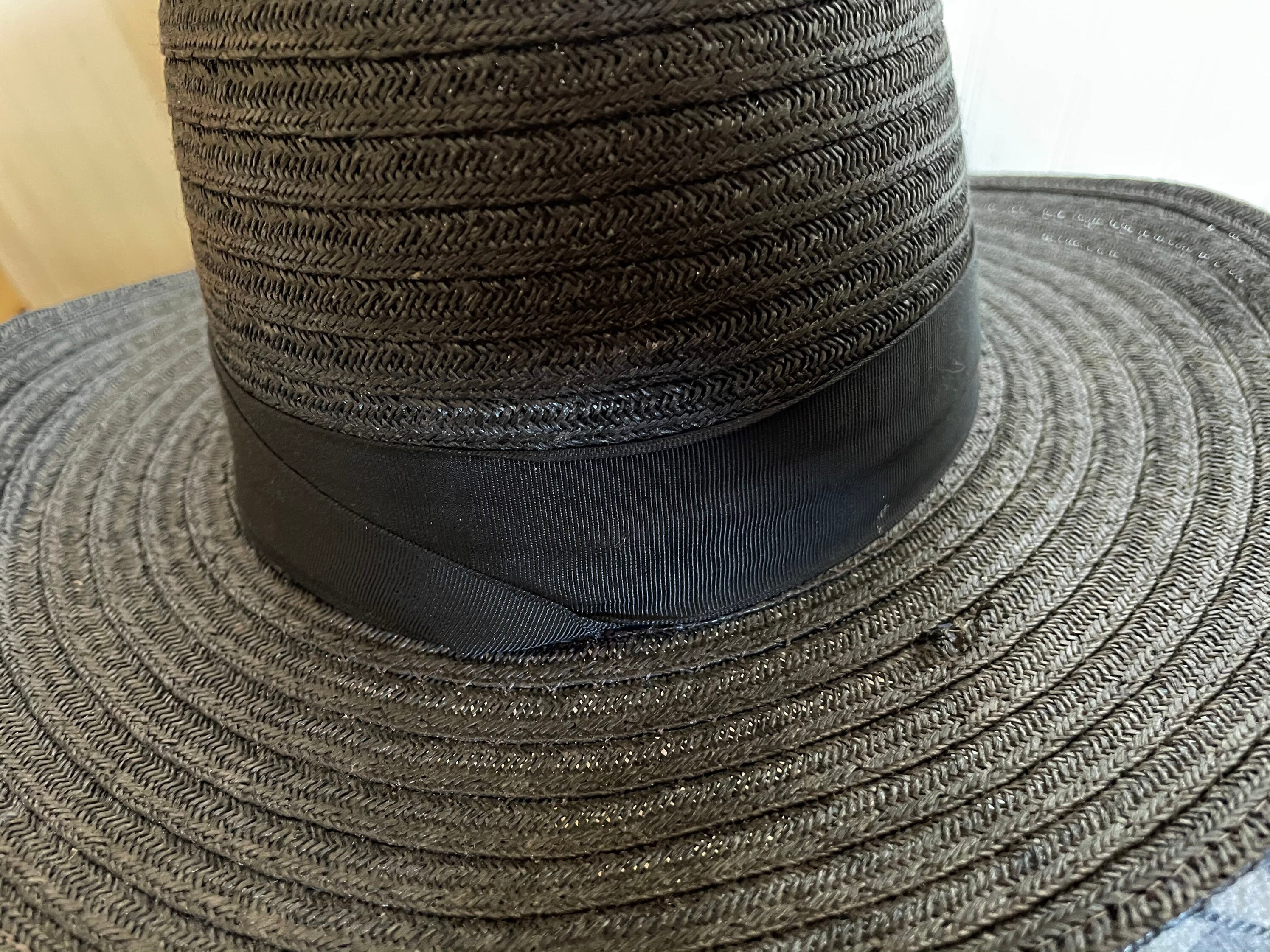 Amish Straw Hat 6 3/4 Authentic Black Straw Brim Fedora | Etsy