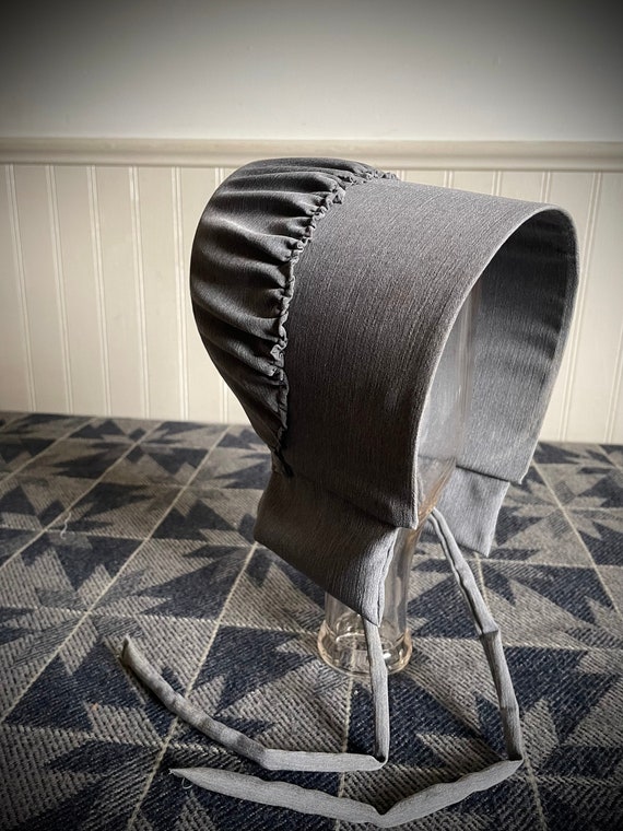 Handmade Gray Mennonite Girl's Bonnet - Amish Style C… - Gem