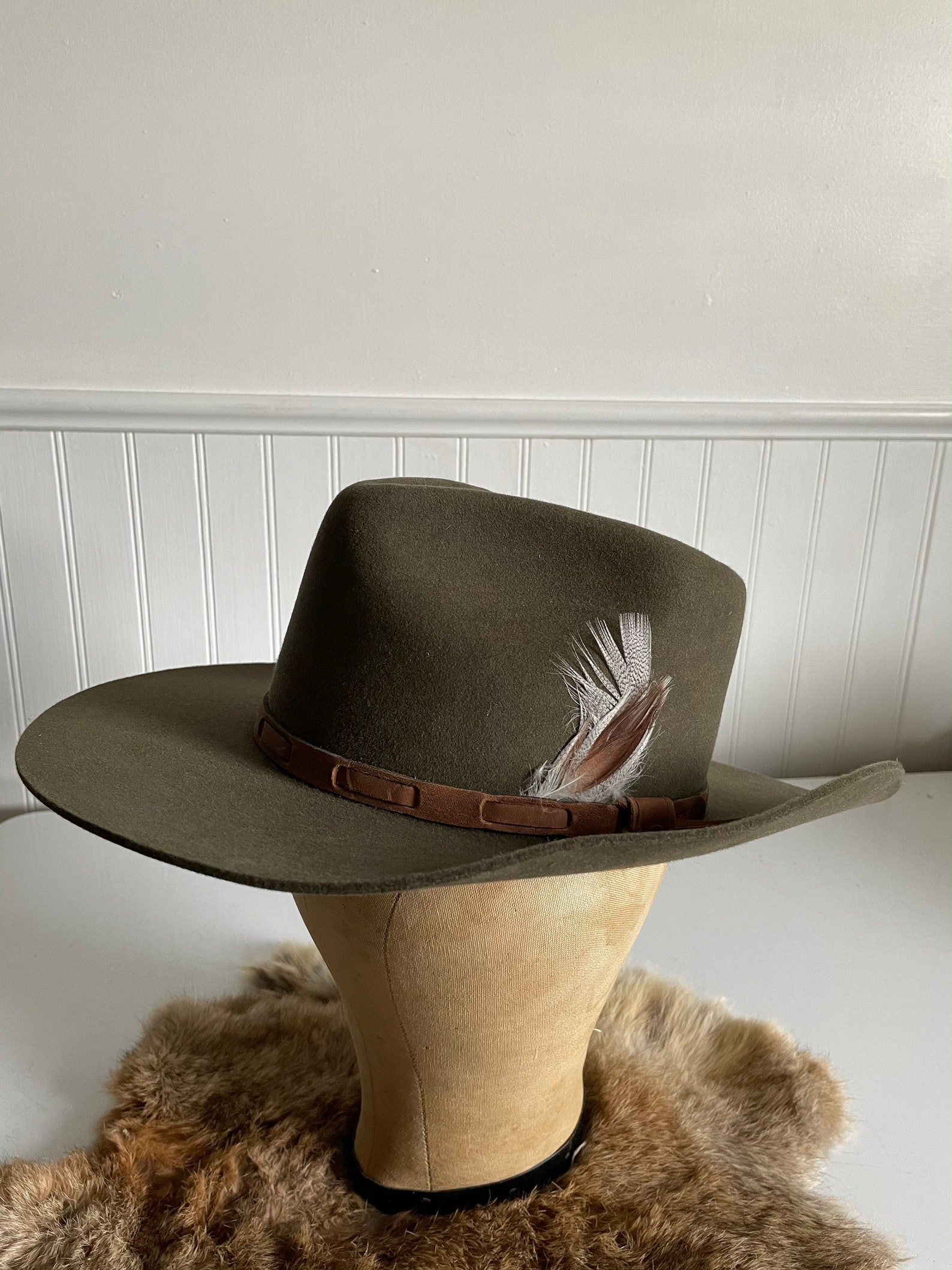 Australian Outback Hat Jackaroo Green Wool Fur Slouch Fedora | Etsy