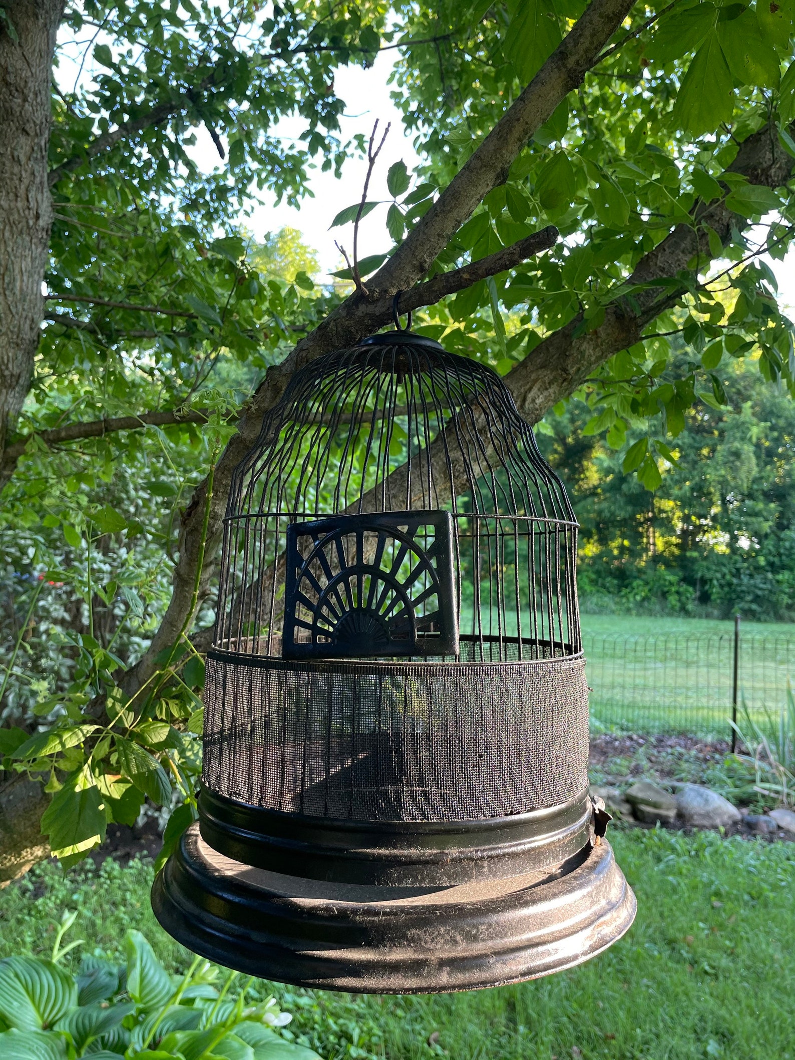 Black Round Bird Cage Primitive Black Wire Cage French - Etsy