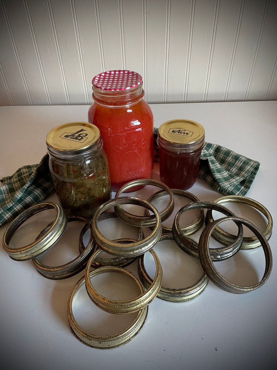 Canning Jar Wide Mouth Rings 12 Vintage Wide Mouth Size Mason Canning ...