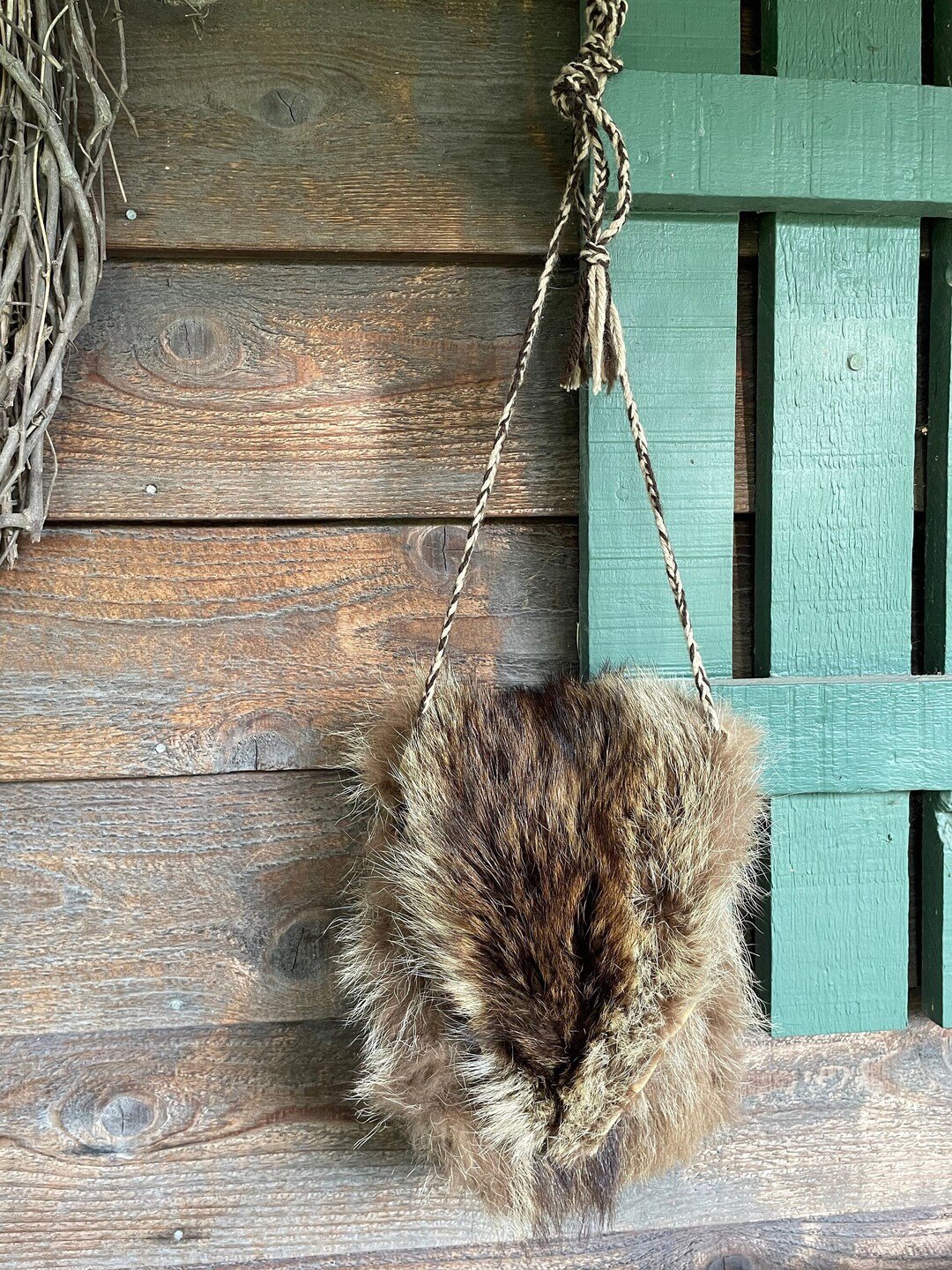 Fur Muzzle Pouch Shotgun Black Powder Pouch - Long Gun Coyote Possibles ...