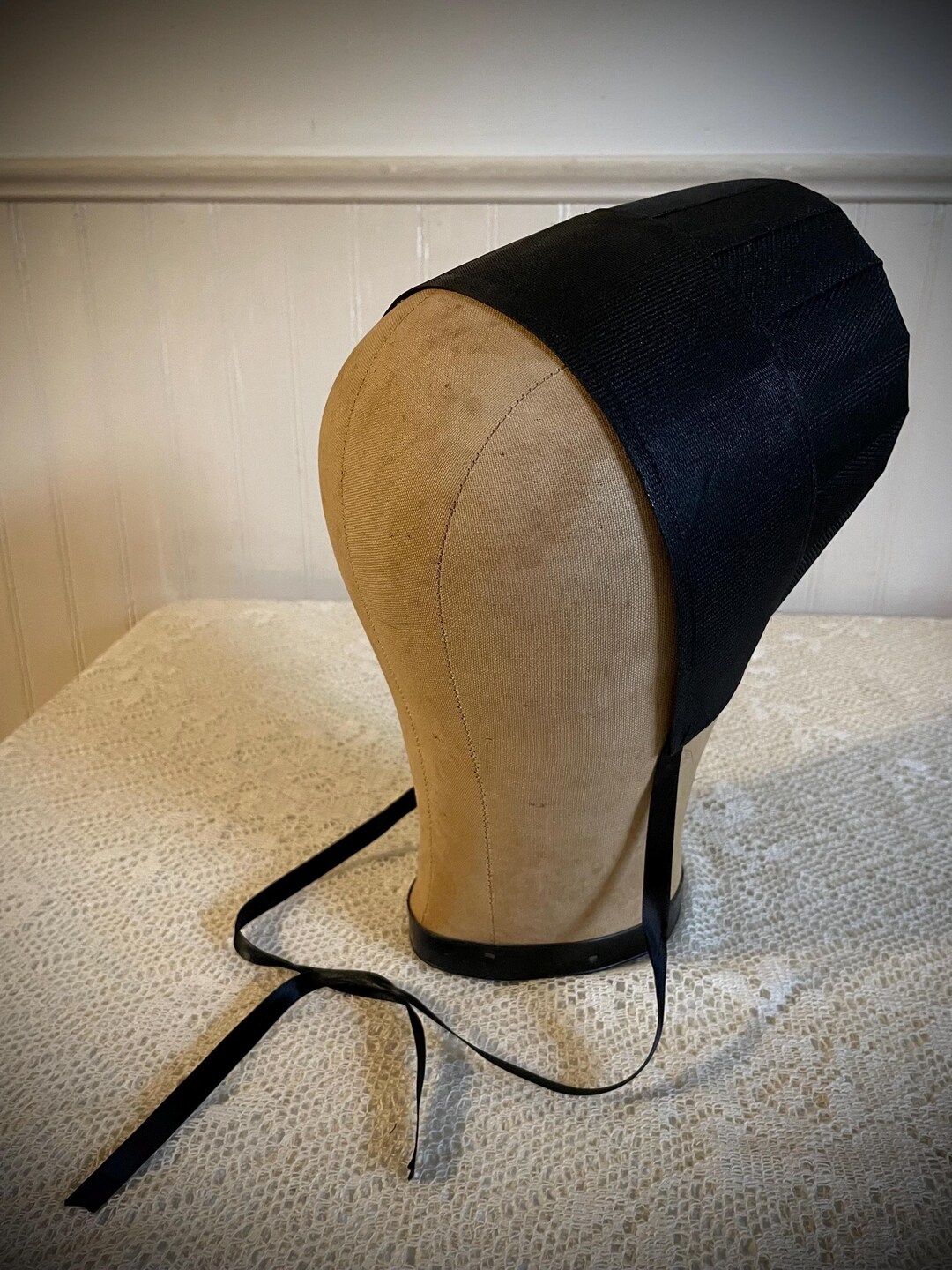 Vintage Black Amish Prayer Covering 16 1/2 – Women's Religious Bonnet ...