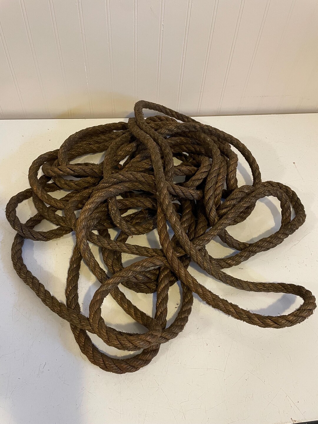 Vintage Farm Rope Boat Line Braided Rope 45' Boat Nautical Antique Barn ...