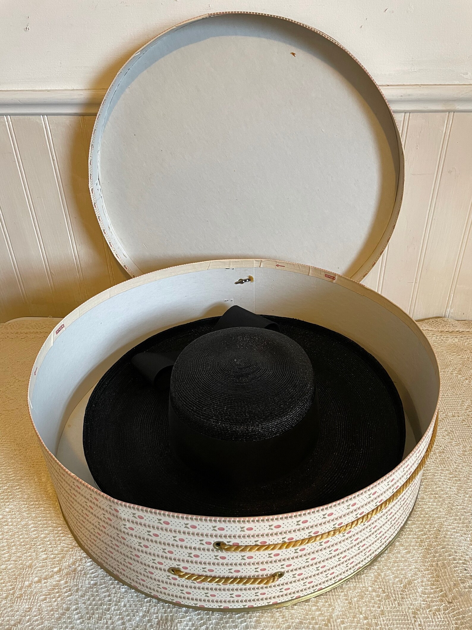 Black French Straw Hat Ladies Created by Christine NY | Etsy