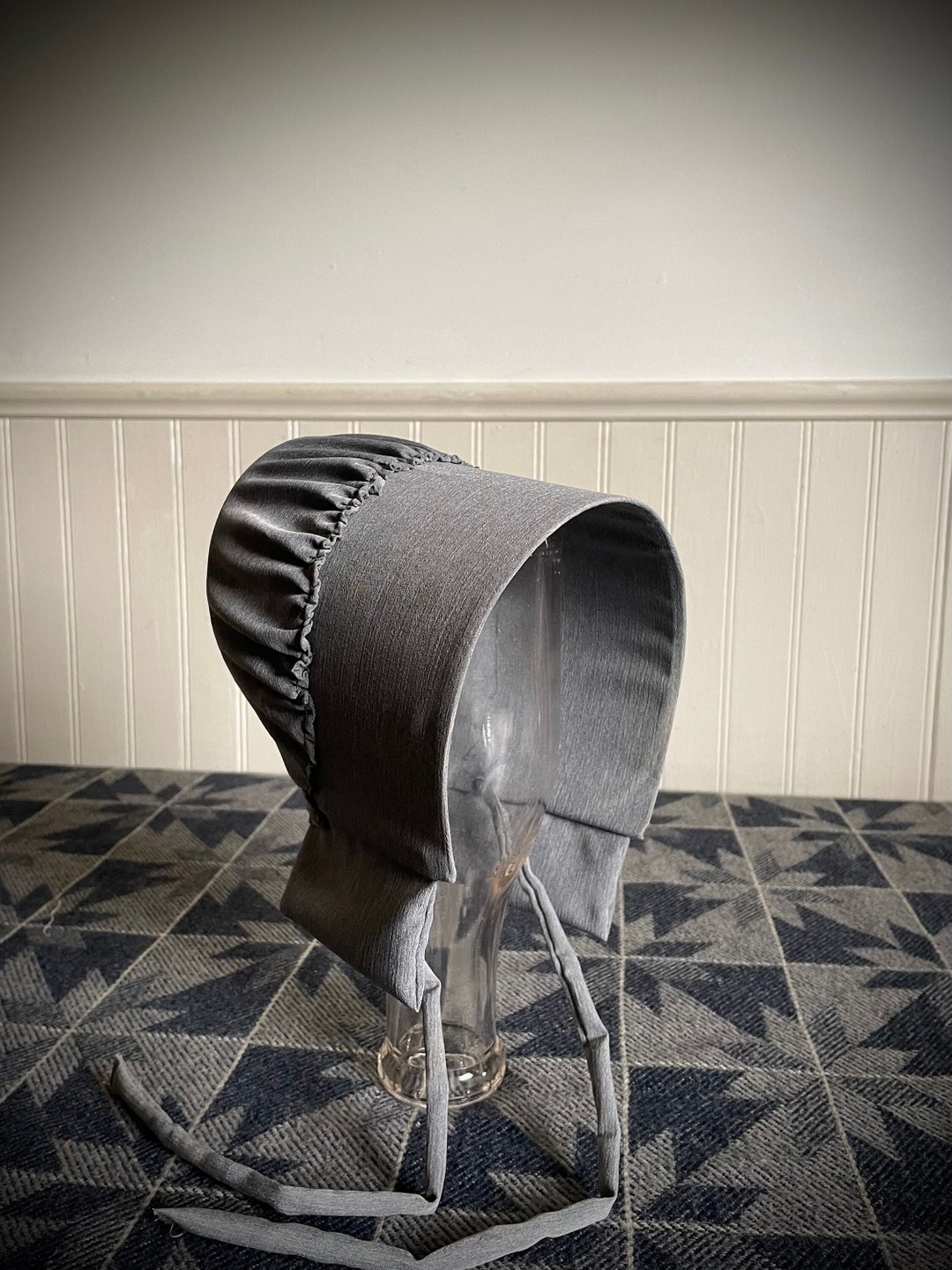 Gray Mennonite Bonnet Girl's Amish Hat - Hand Made Religious Gray ...