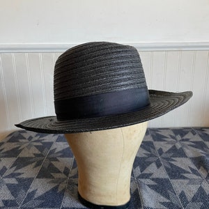 Amish Straw Hat 6 3/4 Authentic Black Straw Brim Fedora | Etsy