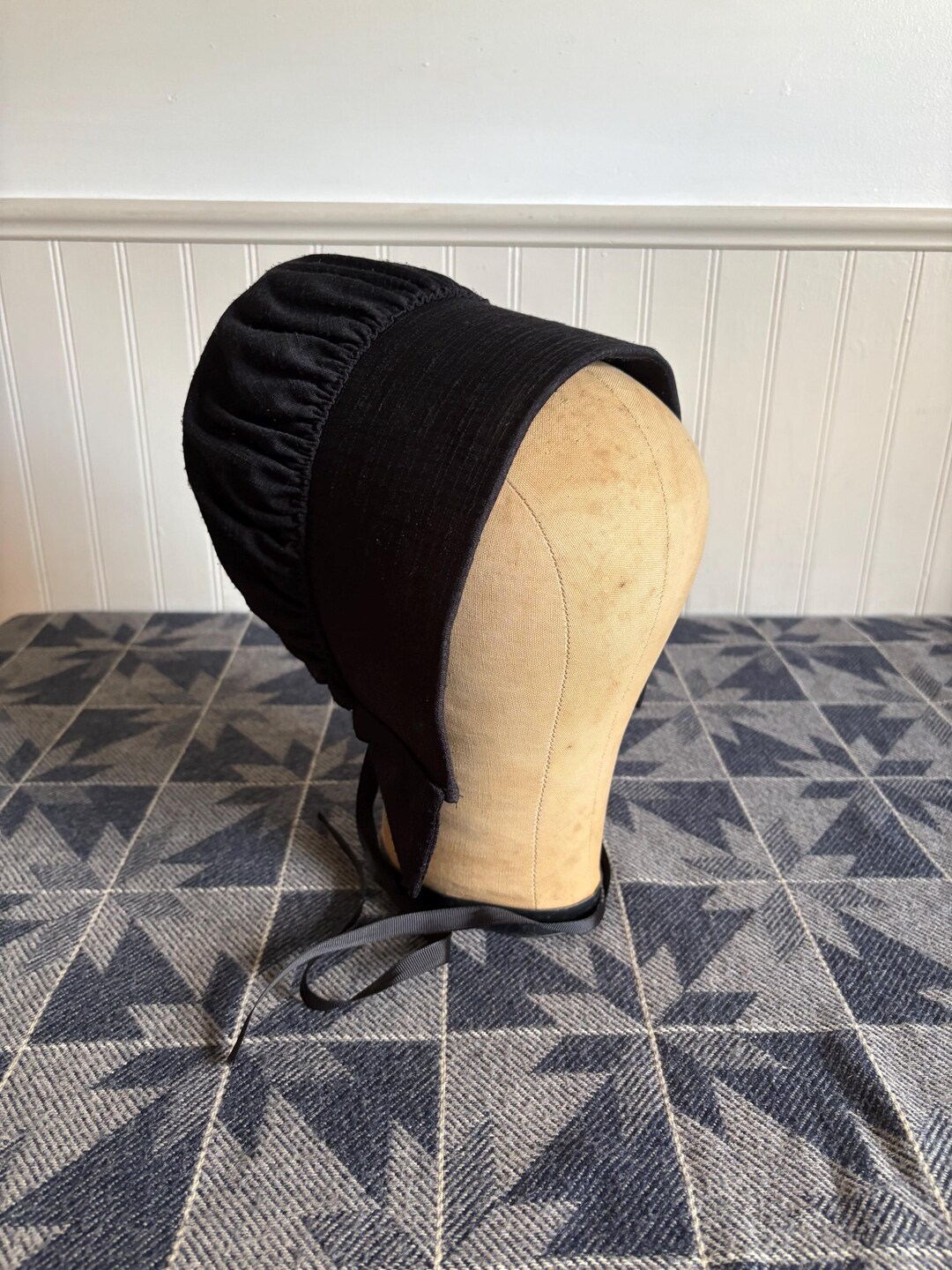 Black Amish Bonnet: 15 3/4” Hand-stitched Mennonite Cap - Etsy