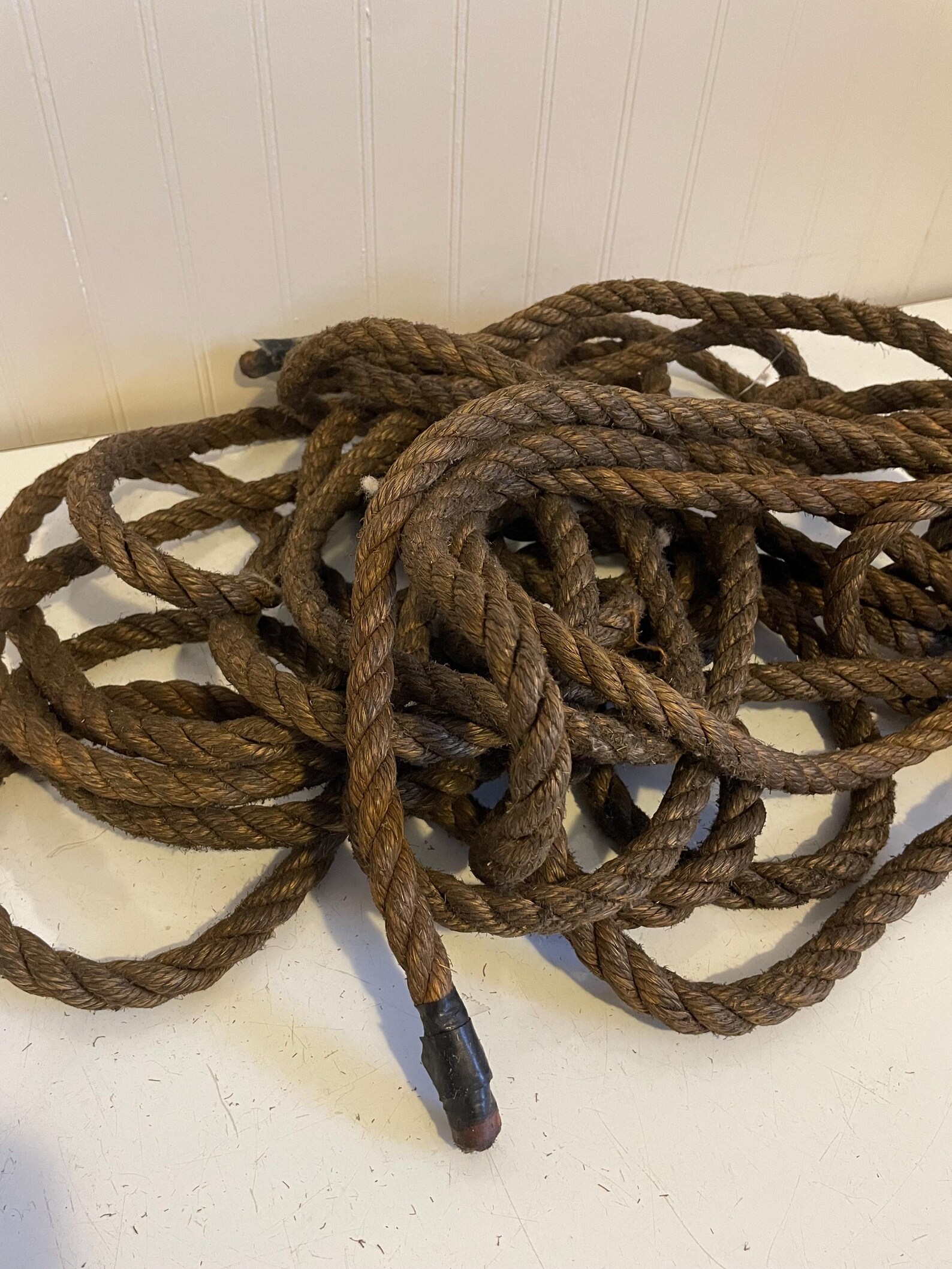 Vintage Farm Rope Boat Line Braided Rope 45' Boat Nautical Antique Barn ...