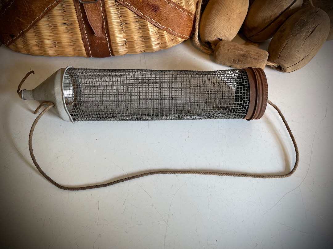 Wire Cricket Pail Minnow Fishing Bait Can - Mesh Wire Live Cricket Tin ...