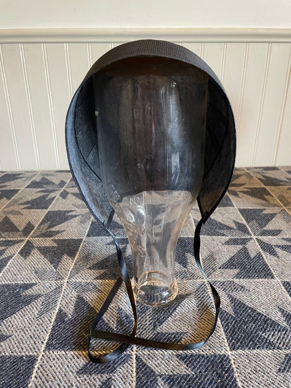 Black Amish Prayer Bonnet 15 - Indiana Mennonite Head… - Gem