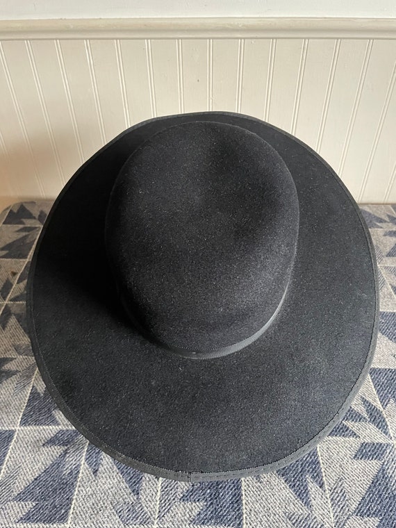 Amish Flying Eagle Hat 7 - Wide Brim Black Wool Fedor… - Gem