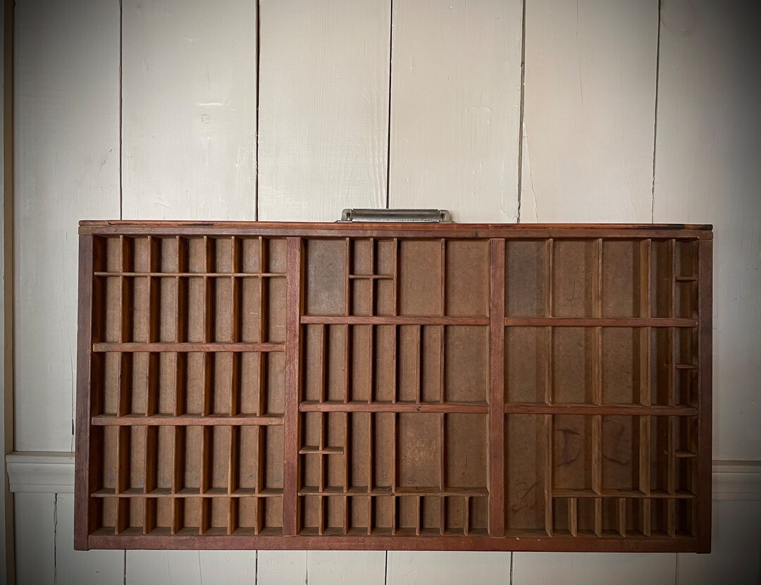 Printers Letter Drawer Typeset Blocks Primitive Wooden Box Hamilton ...