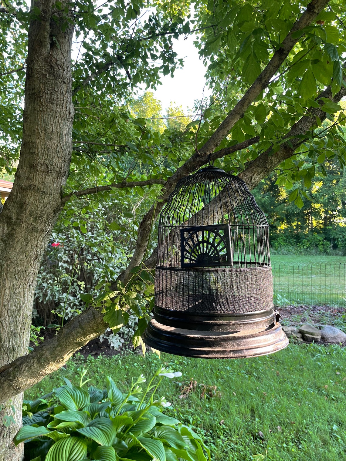 Black Round Bird Cage Primitive Black Wire Cage French - Etsy
