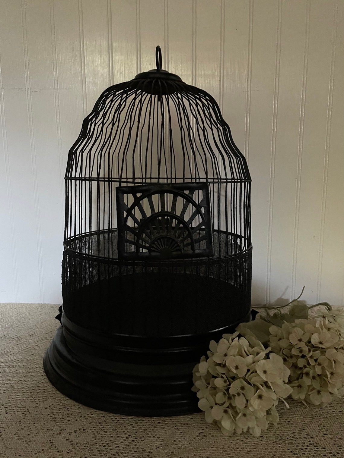 Black Round Bird Cage Primitive Black Wire Cage French - Etsy