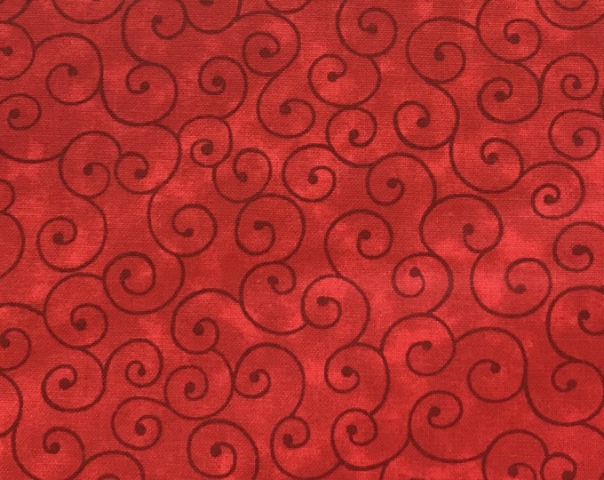 Ruby Red Fabric by the Yard, Ruby Red Swirl Fabric by the Yard, Bright ...