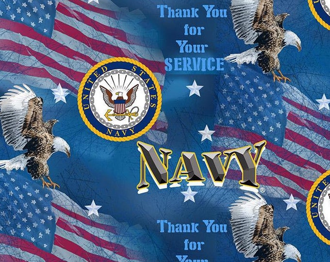 US Navy Fabric by the Yard, Military Fabric, Patriotic Fabric, Honor ...