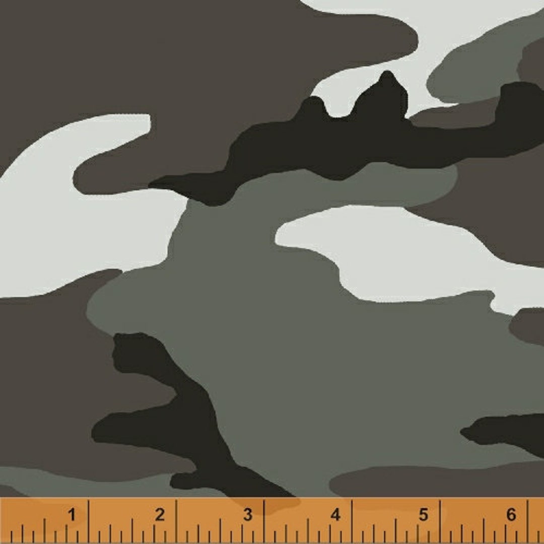 Gray Camo Fabric by the Yard From Windham Fabrics, Gray Camouflage ...